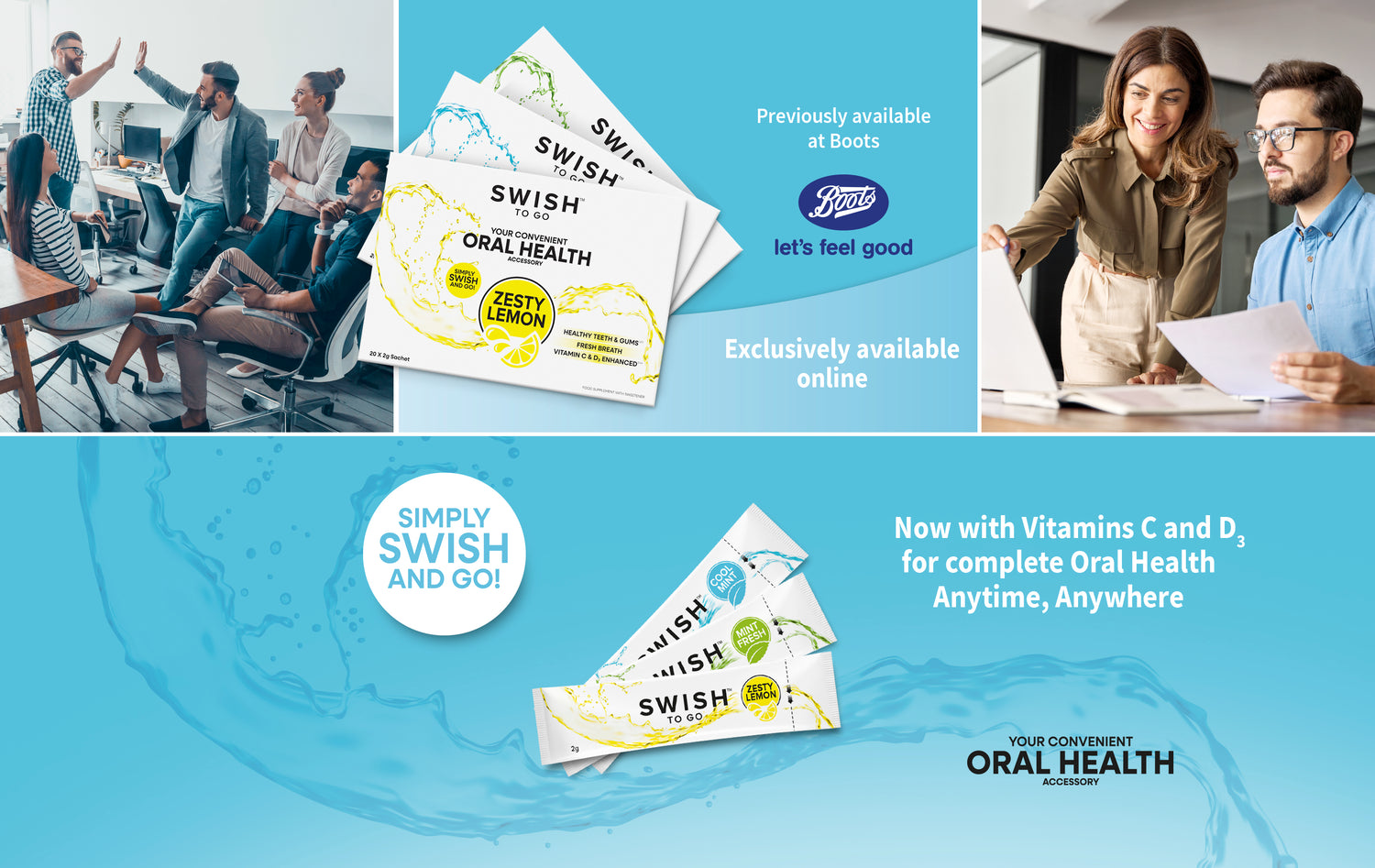 SWISH TO GO | For cleaner teeth, healthier gums and fresher breath